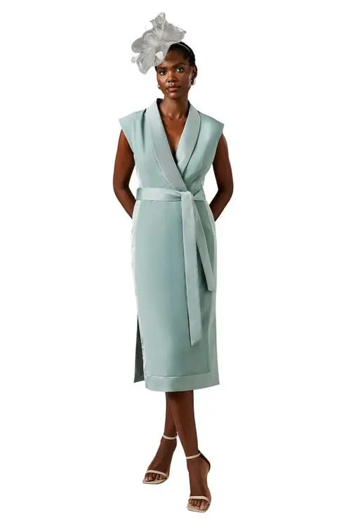 Coast Tux Satin Midi Dress - Sage