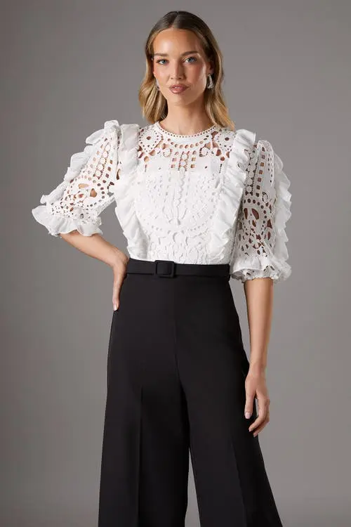 Coast Lace Cut Out Belted Jumpsuit