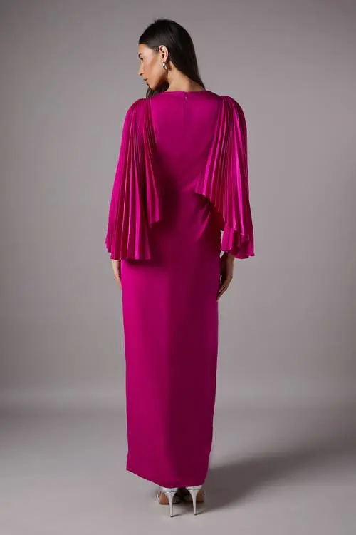 Coast Short Sleeve Pleated Cape Maxi Dress