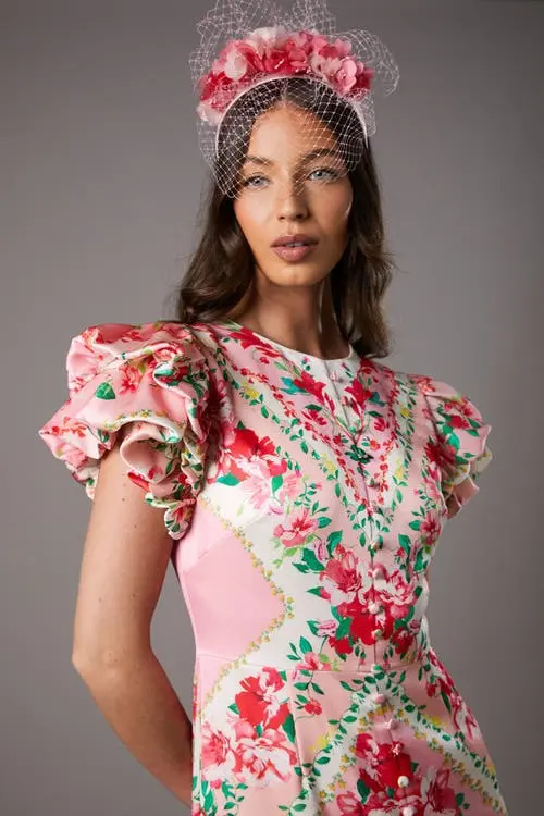 Coast Lisa Printed Ruffle Hem Midi Dress