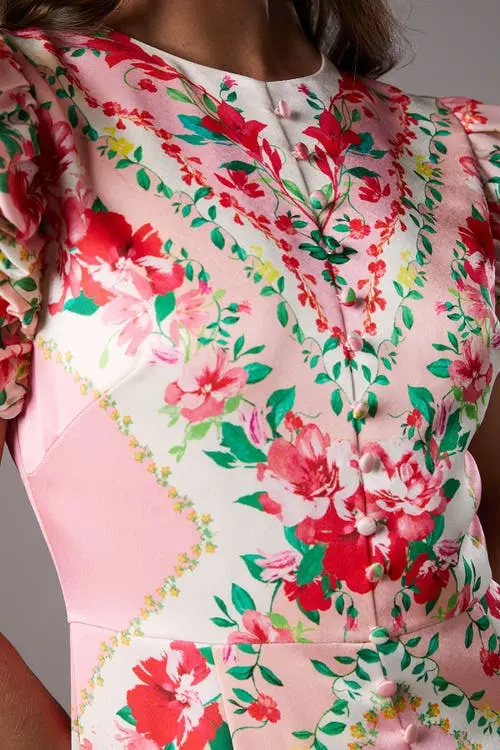 Coast Lisa Printed Ruffle Hem Midi Dress