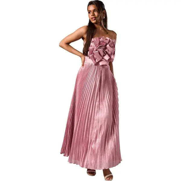 Coast Petite Metallic Corsage Maxi Dress - Pink