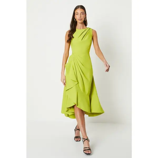 Coast Crepe Low Back Ruffle Dress - Lime