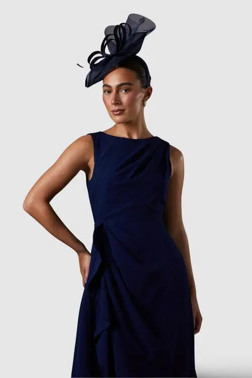 Coast Crepe Low Back Ruffle One Shoulder Dress - Navy