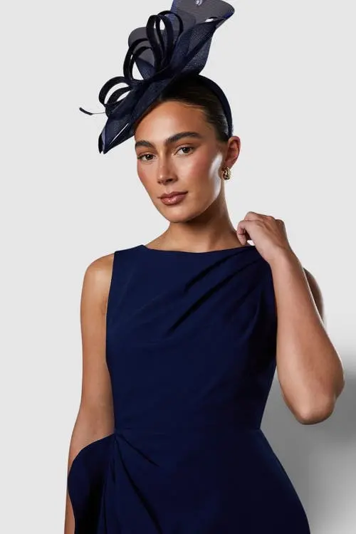 Coast Crepe Low Back Ruffle One Shoulder Dress - Navy