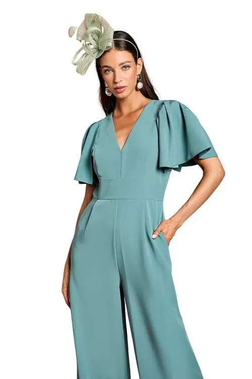 Coast Flutter Sleeve Plunge Wide Leg Jumpsuit