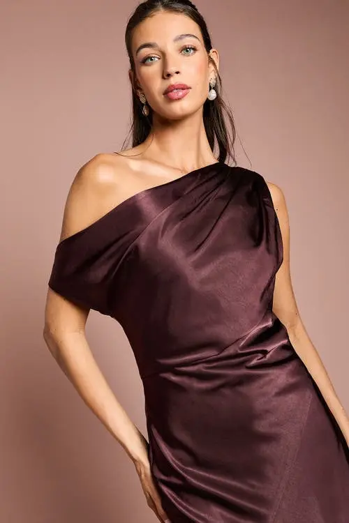 Coast Satin One Shoulder Fishtail Maxi Dress