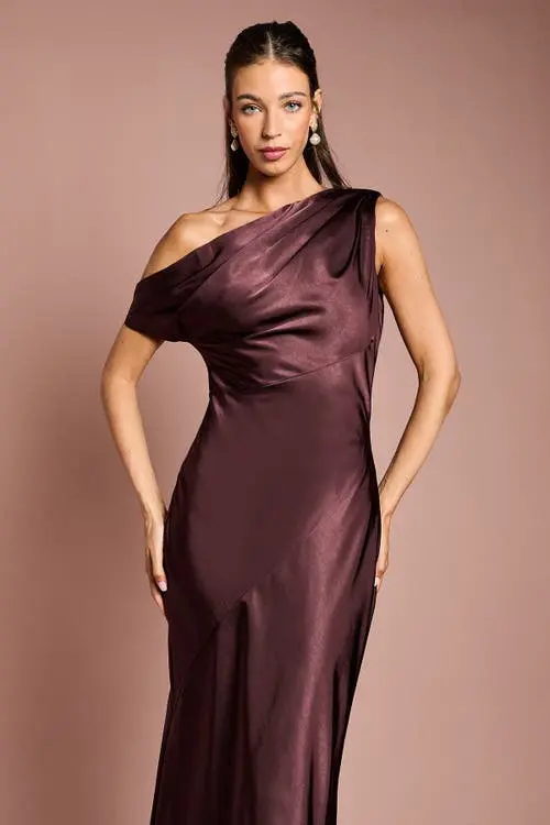 Coast Satin One Shoulder Fishtail Maxi Dress
