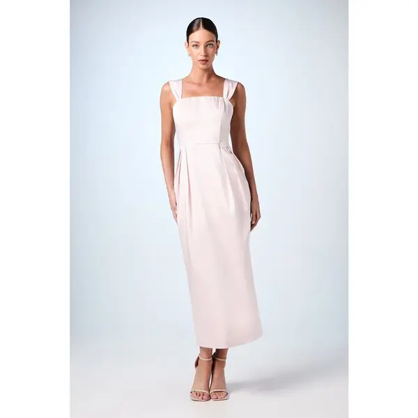 Coast Corset Column Midi Bridesmaids Dress - Blush