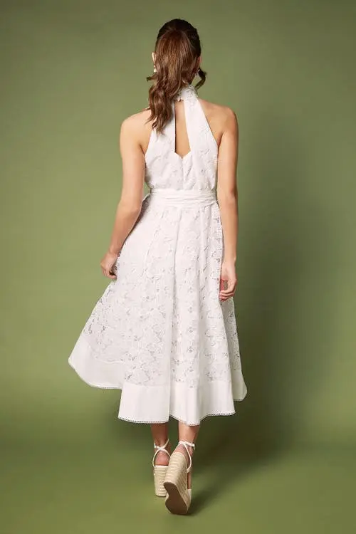 Coast Halterneck Belted Lace Midi Dress