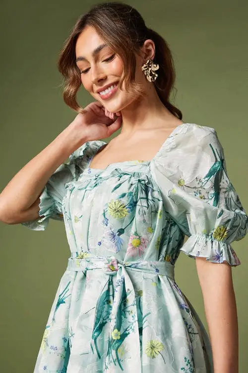 Coast Short Sleeve Printed Chiffon Midi Dress