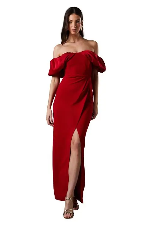 Coast Volume Sleeve Corset Column Maxi Dress