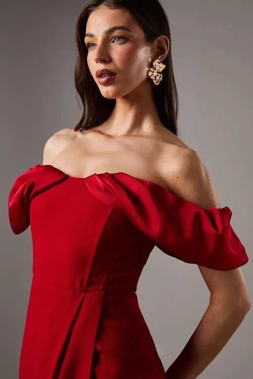 Coast Volume Sleeve Corset Column Maxi Dress
