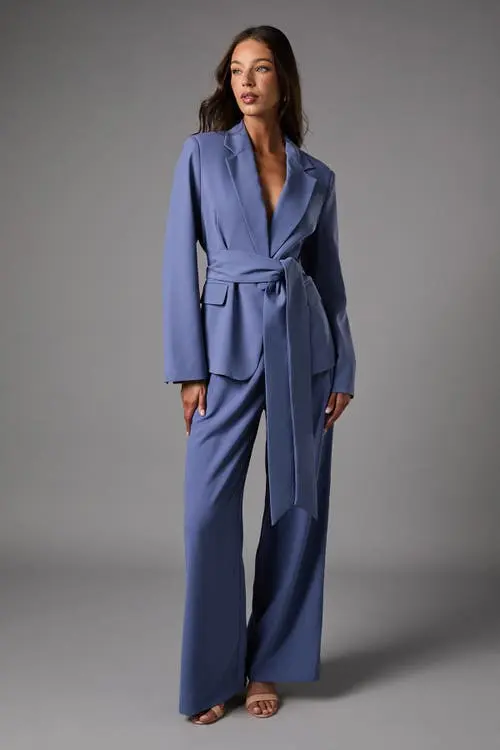 Coast Wrap Tie Front Blazer - Blue