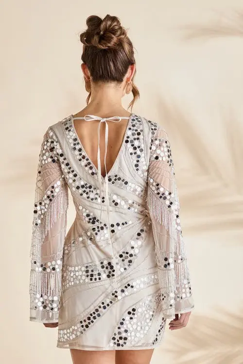 Coast Sequin Embellished Flare Sleeve Mini Dress