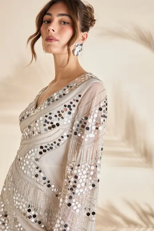 Coast Sequin Embellished Flare Sleeve Mini Dress
