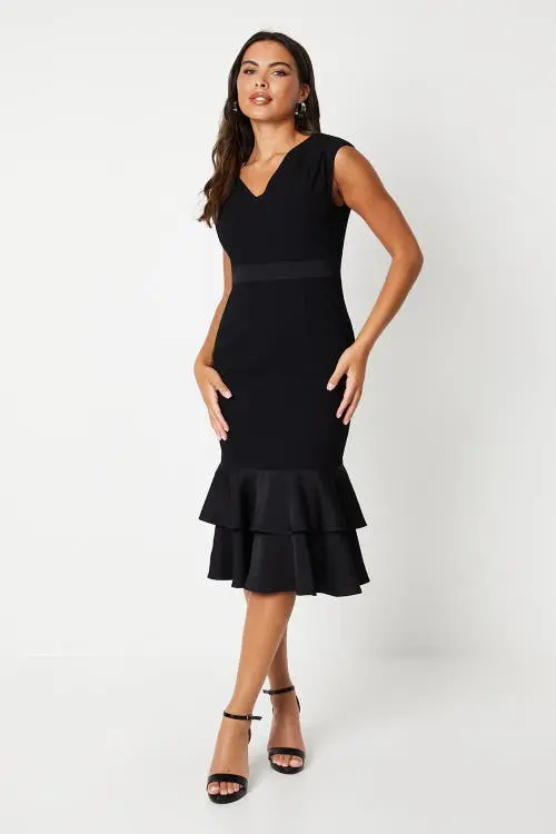 Coast Satin Back Crepe Peplum Dress - Black
