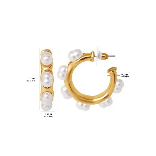 Bcbgmaxazria Pearl Hoop Earrings