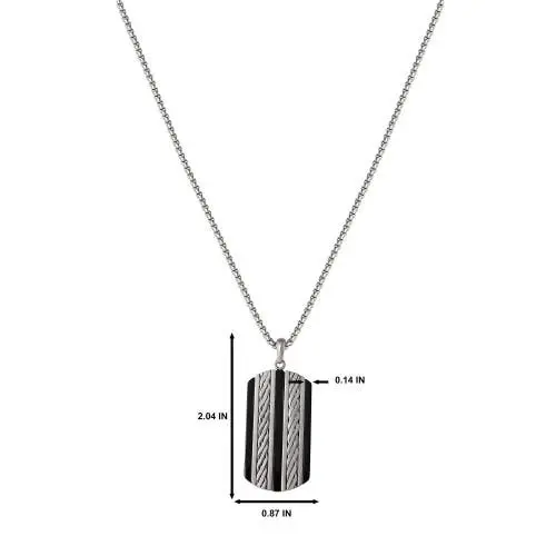 Lucky Brand Striped Dog Tag Pendant Necklace