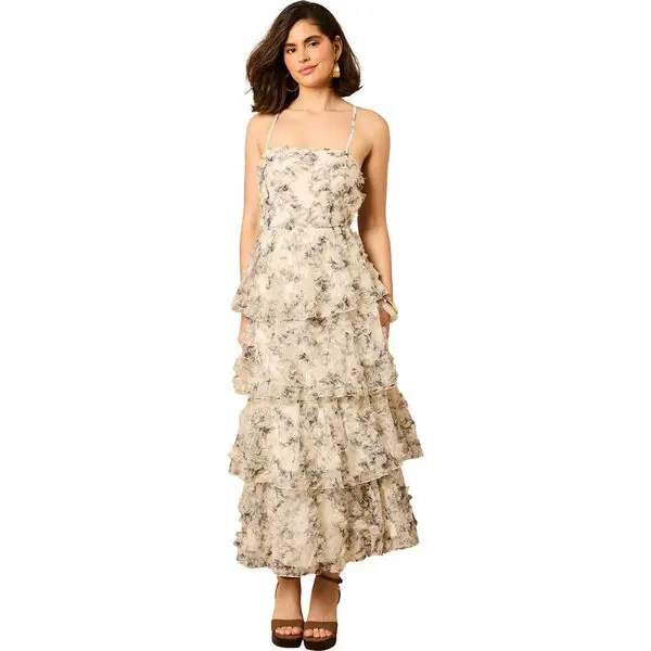 OASIS Floral Textured Strappy Midaxi Dress
