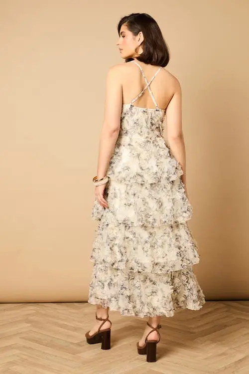 OASIS Floral Textured Strappy Midaxi Dress