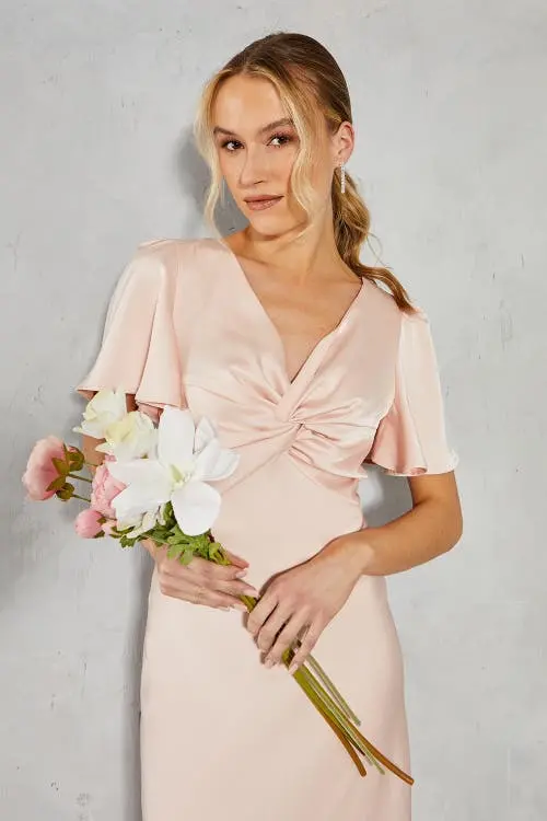 OASIS Satin Midi Bridesmaid Dress - Blush