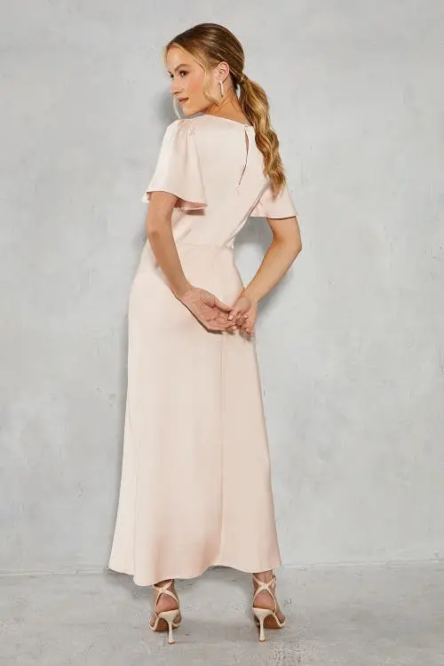 OASIS Satin Midi Bridesmaid Dress - Blush
