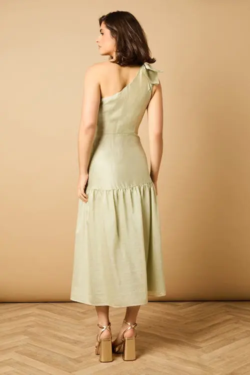 OASIS Bow Shoulder Detail Midi Dress