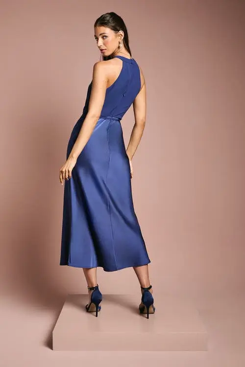 OASIS Satin Halter Neck Bridesmaid Dress