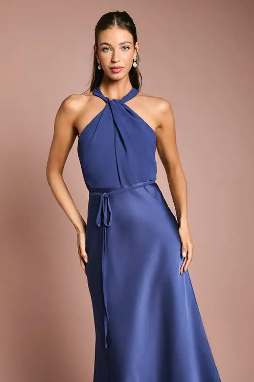 OASIS Satin Halter Neck Bridesmaid Dress