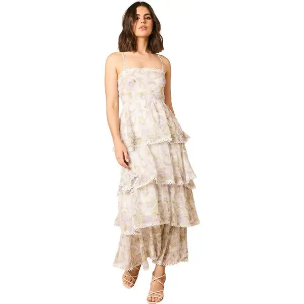 OASIS Tiered Spaghetti Strap Maxi Dress - Ivory