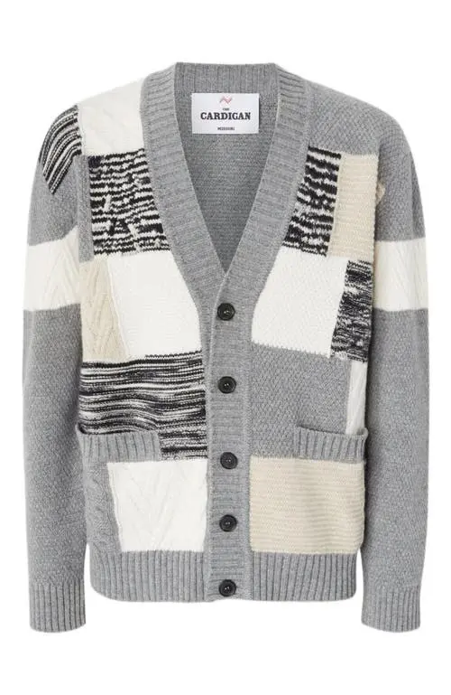 Missoni Flame And Zigzag Wool Cardigan - Beige & Grey