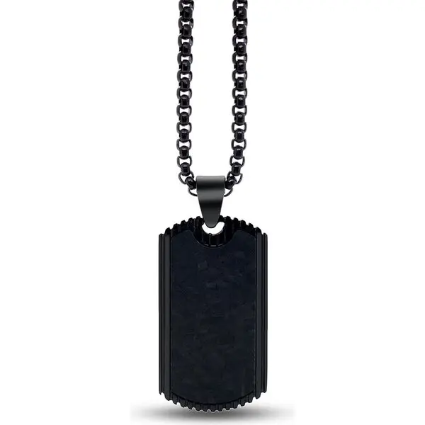 ANNA ZUCKERMAN Noctis Textured Tag Necklace - Black