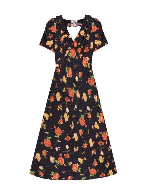 RO&ZO Floral Print Tie Back Dress