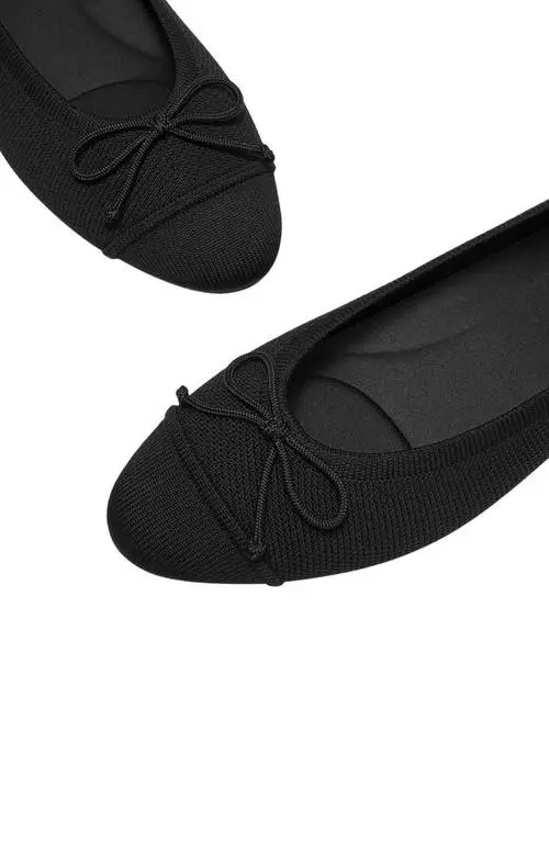 Vivaia Almond-toe Bow Flat - Black