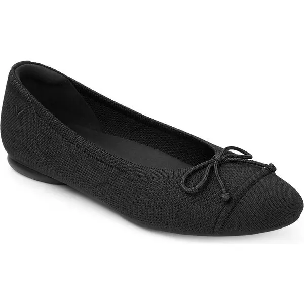 Vivaia Tiana Almond-toe Bow Flats - Black