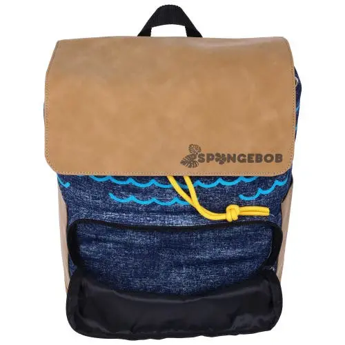 NICK SPONGEBOB Denim & Nubuck Backpack With Embroidered Patch
