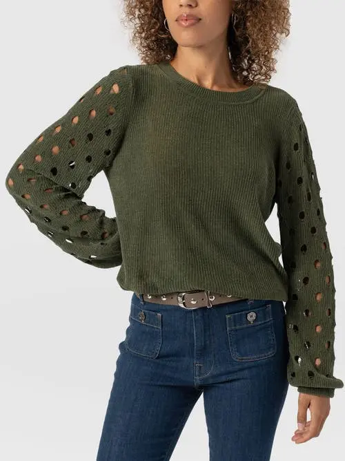 SAINT + SOFIA Suki Lace Hole Knit - Green