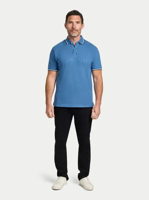 RAGING BULL Short Sleeve Embroidery Pique Polo
