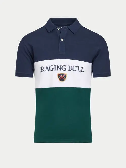 RAGING BULL Short Sleeve Cut & Sew Panel Pique Polo
