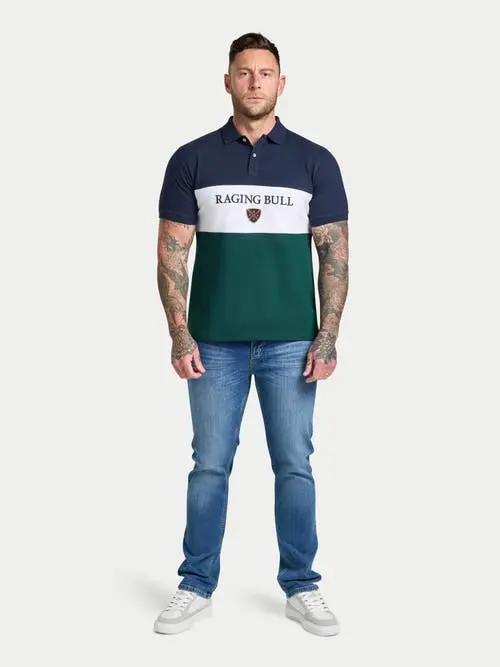 RAGING BULL Short Sleeve Cut & Sew Panel Pique Polo