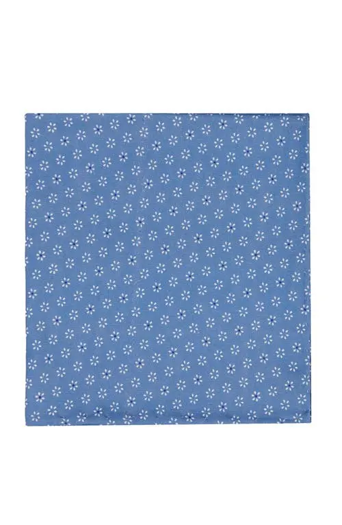 BROOKLYN BRIGADE Geo Flower Cotton Pocket Square - Dusty Blue