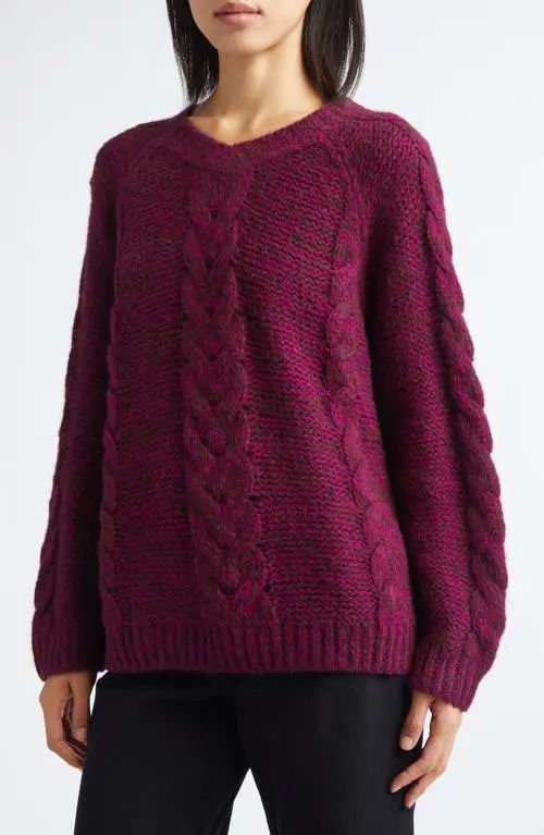 BODE Eiderdown Alpaca Blend Cable Sweater - Maroon