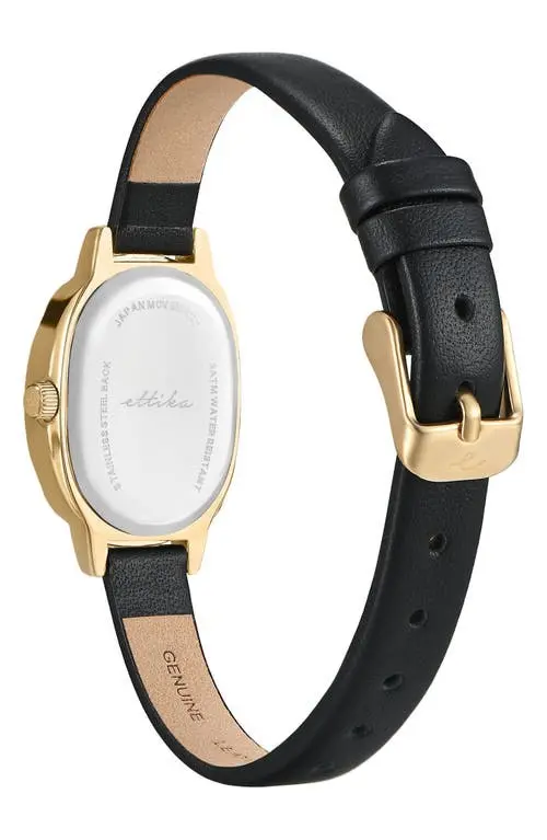 Ettika Timeless Texture Leather Strap Watch - Black