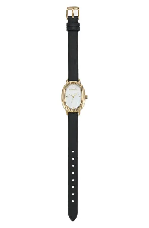 Ettika Timeless Texture Leather Strap Watch - Black