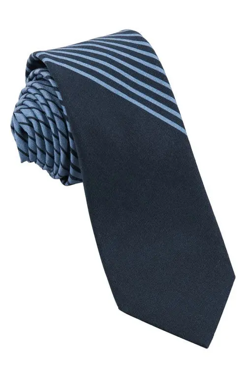 BROOKLYN BRIGADE Striped Cotton Necktie - Navy/blue