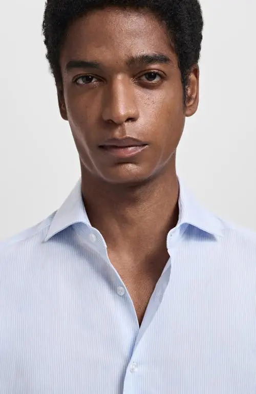 Mango Thousand Stripe Slim Fit Button Down Shirt - Blue