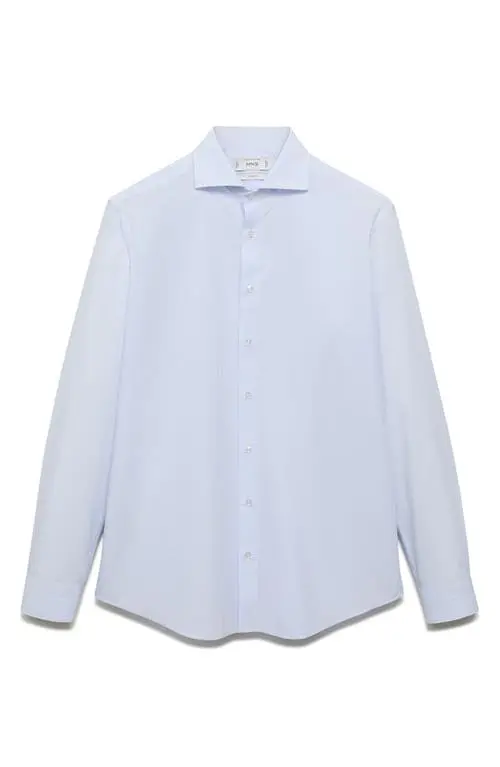 Mango Thousand Stripe Slim Fit Button Down Shirt - Blue