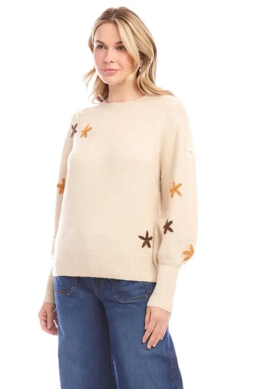Karen Kane Embroidered Flower Crewneck Pullover