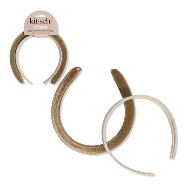 KITSCH Recycled Fabric Headband Set - Cream & Camel